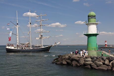 Barkentine Named Thalassa Next Lighthouse Westmole Editorial Stock ...