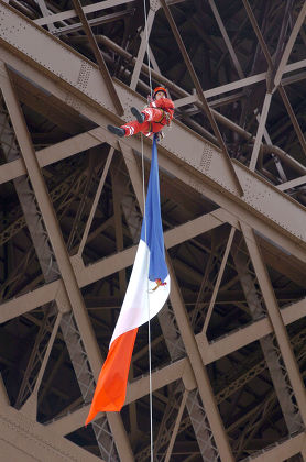 Man French Flag Hanging Eiffel Tower Editorial Stock Photo - Stock ...