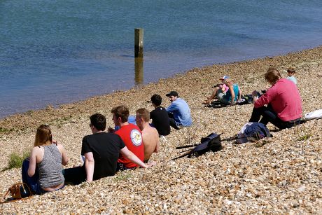 People Enjoy Hot Weather Hurst Spit Editorial Stock Photo - Stock Image ...