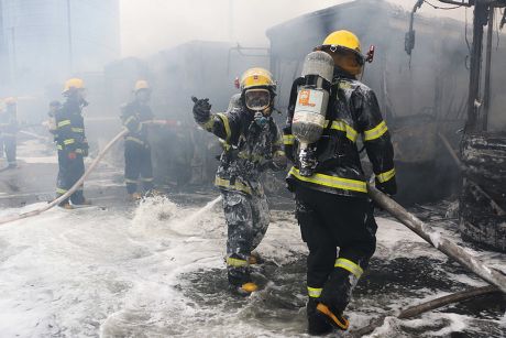 Firefighters Try Put Out Fire Editorial Stock Photo - Stock Image ...