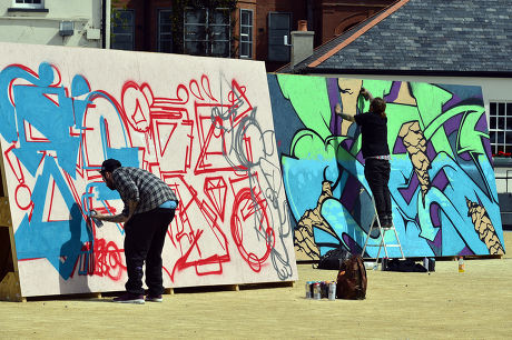 Graffiti Artists Display Their Skills Ebrington Editorial Stock Photo ...