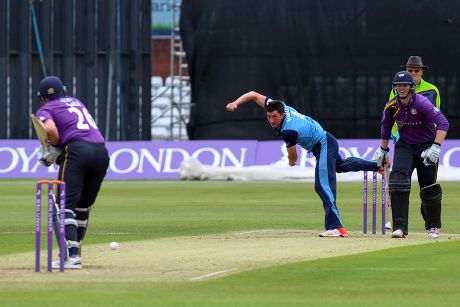 Derbyshires Mark Footitt On Bowling Duties Editorial Stock Photo ...