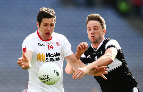 Sligos Daniel Maye Tackles Sean Cavanagh Editorial Stock Photo - Stock ...