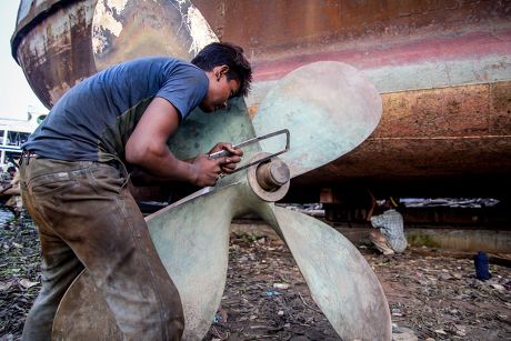 Shipyard Worker Repairs Ships Making Propellers Editorial Stock Photo ...