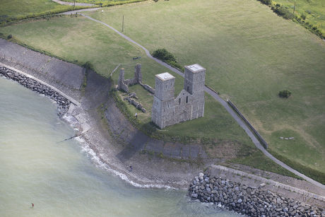 Reculver Towers Roman Fort On Kent Editorial Stock Photo - Stock Image ...