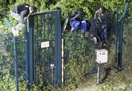 Migrants Scaling Fences Walking Down Railway Editorial Stock Photo ...