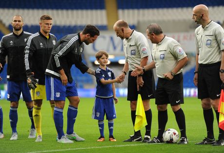 Cardiff City Mascot Greets Match Officials Editorial Stock Photo ...