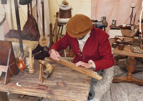 Elizabethan Musician Tuning Instrument Made Wooden Editorial Stock ...