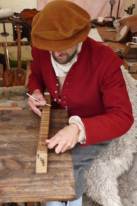 Elizabethan Musician Tuning Instrument Made Wooden Editorial Stock ...