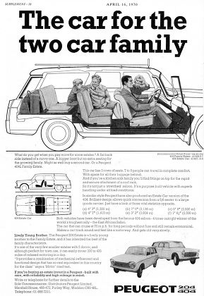 Old Peugeot Family Car Advert Editorial Stock Photo - Stock Image ...