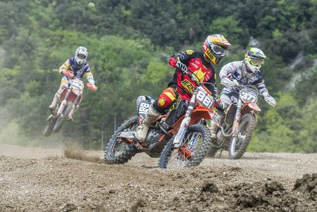 Group Motorcyclists On Motocross Bikes Riding Editorial Stock Photo ...