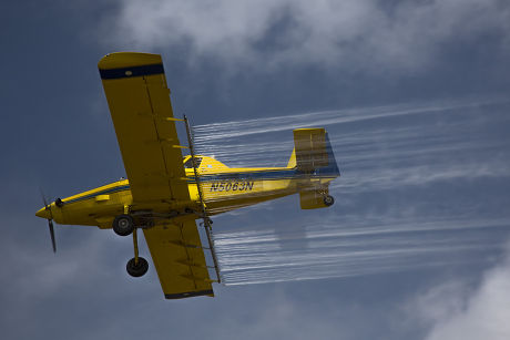 Crop Duster Airplane Applies Pesticides Field Editorial Stock Photo ...
