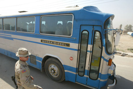 Iraqi Men Ride Bus Past Us Editorial Stock Photo - Stock Image ...