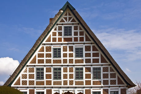 Historic Timberframed House Thatched Roof Gable Editorial Stock Photo ...