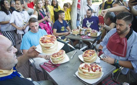 Huge Sandwich eating contest, San Bartolome Fair, Alcala de Henares ...