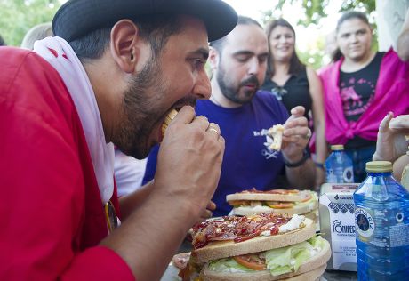 Huge Sandwich eating contest, San Bartolome Fair, Alcala de Henares ...