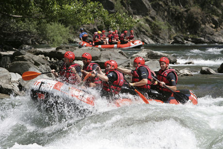 Whitewater Rafting On Mountain River Pyrenees Editorial Stock Photo ...