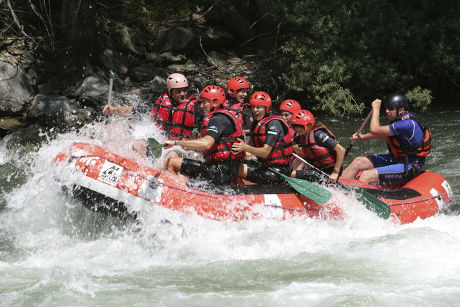 Whitewater Rafting On Mountain River Pyrenees Editorial Stock Photo ...