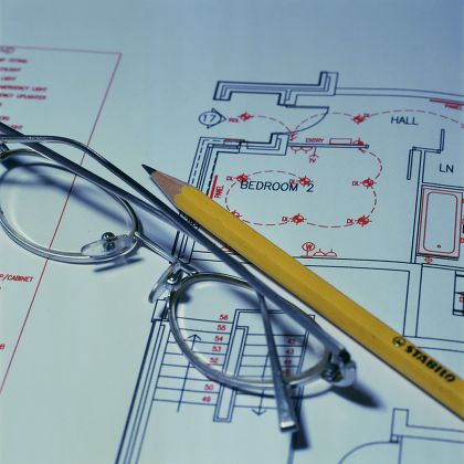 Pair Spectacles On Architectural Drawing Editorial Stock Photo - Stock ...