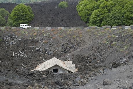 House Covered Volcanic Debris Mt Etnas Editorial Stock Photo - Stock ...