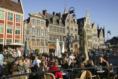 Cafe Along Leie Lys River Ghent Editorial Stock Photo - Stock Image ...