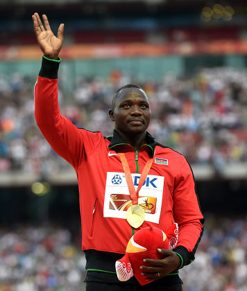 Gold Medalist Kenyas Julius Yego Celebrates Editorial Stock Photo ...