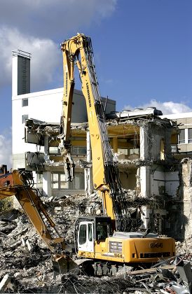 Wrecking Excavator Demolition Site Editorial Stock Photo - Stock Image ...