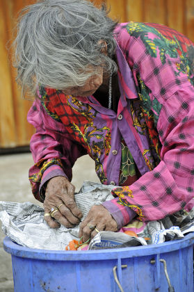 Oldage Poverty Woman Sorting Through Trash Editorial Stock Photo ...