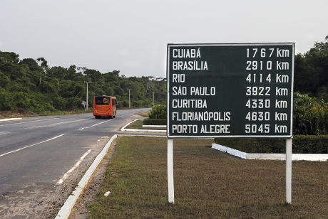 Road Sign Amazon Showing Huge Distances Editorial Stock Photo - Stock ...