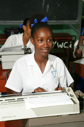 Girls Wearing School Uniforms Typing Class Editorial Stock Photo ...