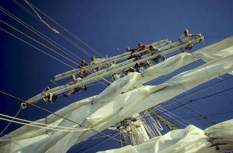 Setting Sail On Threemast Sailing Ship Editorial Stock Photo - Stock ...