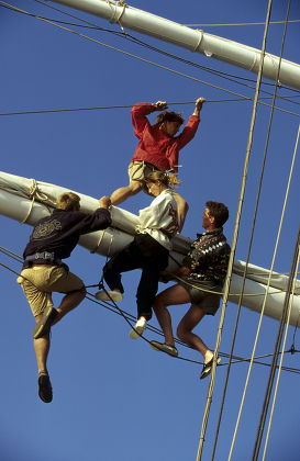 Setting Sail On Threemast Sailing Ship Editorial Stock Photo - Stock ...