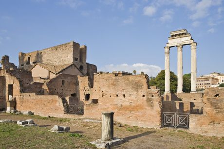 Temple Castor Pollux Seen Ruins House Editorial Stock Photo - Stock ...