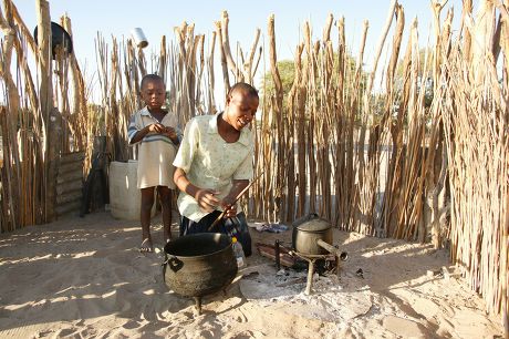 Woman Cooking Kraal Sehitwa Botswana Africa Editorial Stock Photo ...