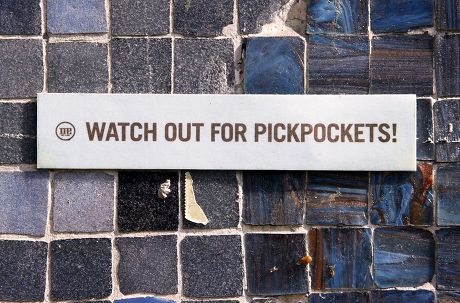 Sign Warning Pick Pockets Editorial Stock Photo - Stock Image ...