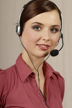 Model Released Young Woman Headset Call Editorial Stock Photo - Stock ...
