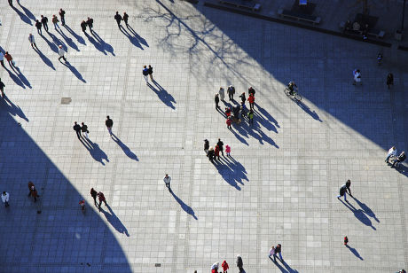 Pedestrians Shadows Birds View Ulm Badenwuerttemberg Editorial Stock ...