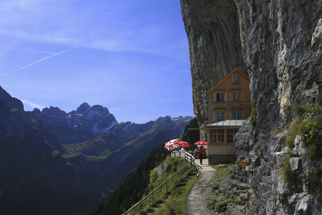 Aescher Tavern Panorama Mountain View Steep Editorial Stock Photo ...