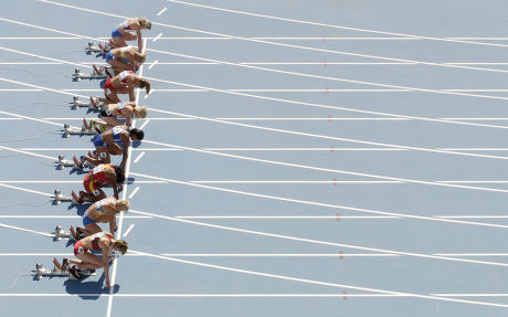 Female Sprinters Start 100m Race European Editorial Stock Photo - Stock ...