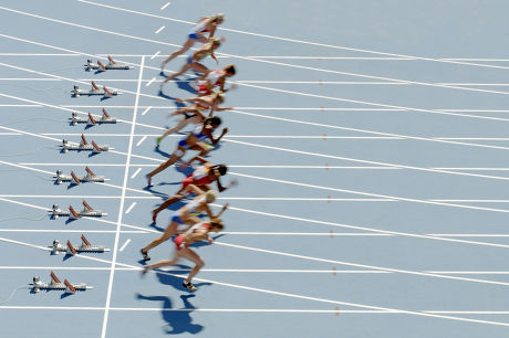 Female Sprinters Start 100m Race European Editorial Stock Photo - Stock ...