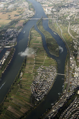 Aerial View Rhine Islands Niederwerth Graswerth Editorial Stock Photo ...