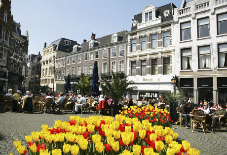 Old Houses Cafes On Buitenhof Square Editorial Stock Photo - Stock ...