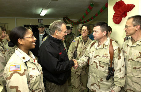 Donald H Rumsfeld Meets Soldiers 1st Editorial Stock Photo - Stock ...