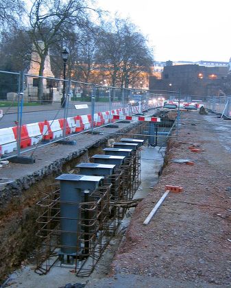 Hydraulically Activated Rising Posts Being Installed Editorial Stock ...