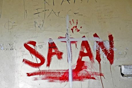 Satanic Graffiti On Walls Chapel Former Editorial Stock Photo - Stock ...