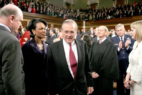 Secretary Defence Donald Rumsfeld Centre Arriving Editorial Stock Photo ...