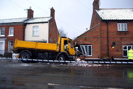 Snow Gritting Lorry Which Crashed Through Editorial Stock Photo - Stock ...