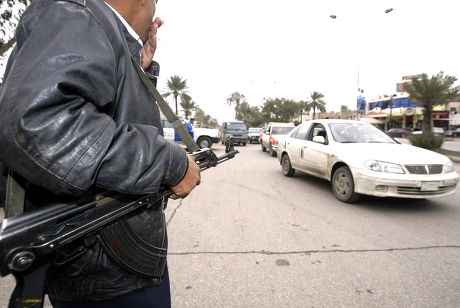 Iraqi Police Officer Checkpoint Baghdad Hours Editorial Stock Photo ...