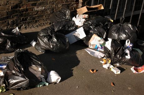 Rubbish Bin Bags Street Hackney London Editorial Stock Photo - Stock ...