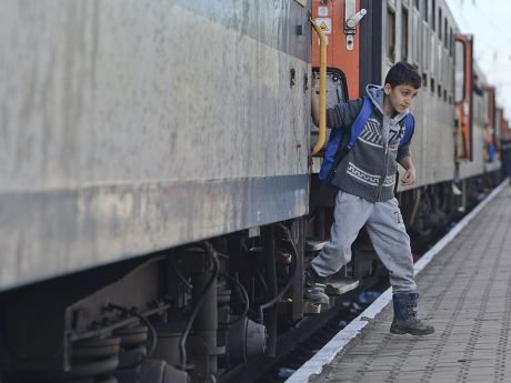 Young Migrant Arrives By Train Hegyeshalom Editorial Stock Photo ...